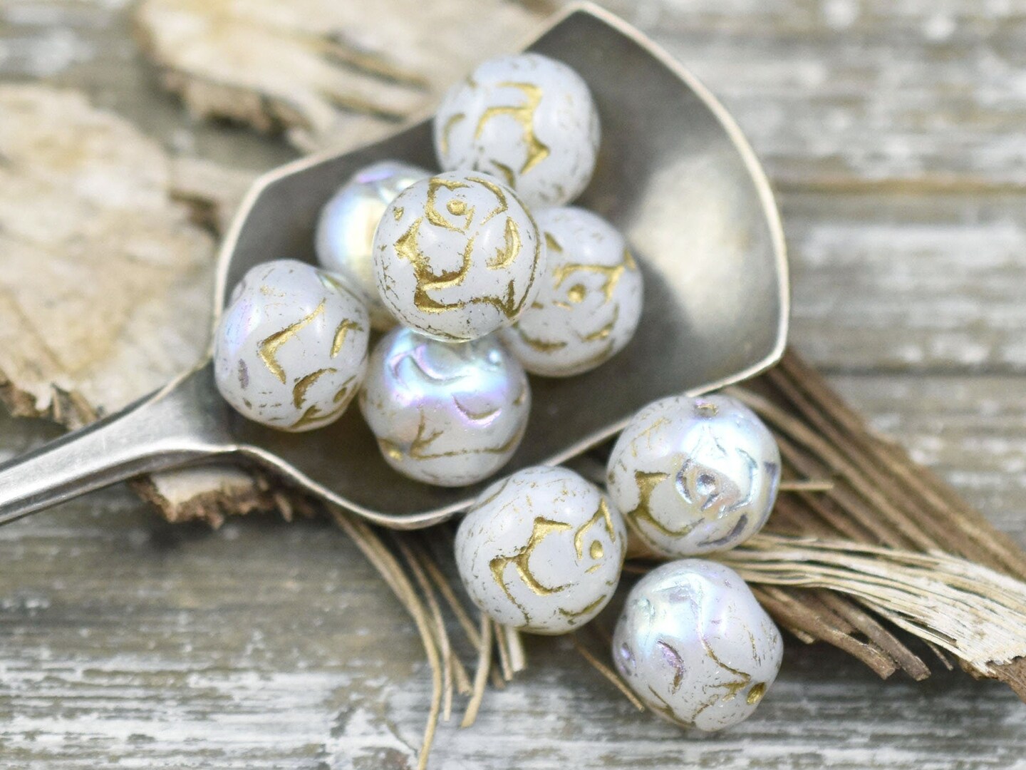 *15* 10mm Gold Washed Crystal Opaline AB Round Rose Beads | Michaels