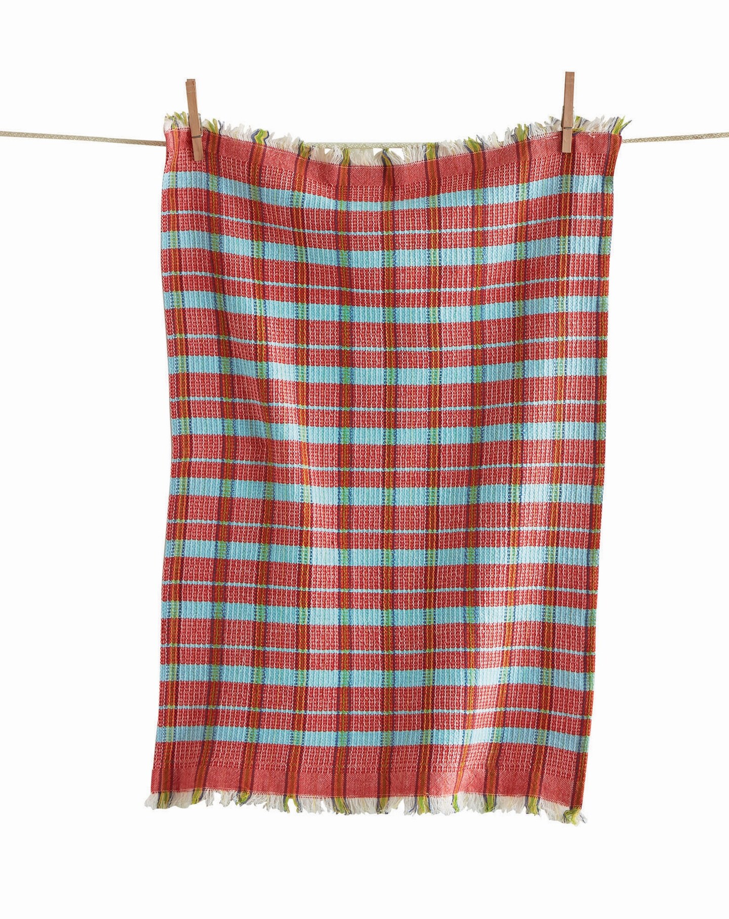 Vivid Waffle Weave Plaid Dish Towel Coral | Michaels