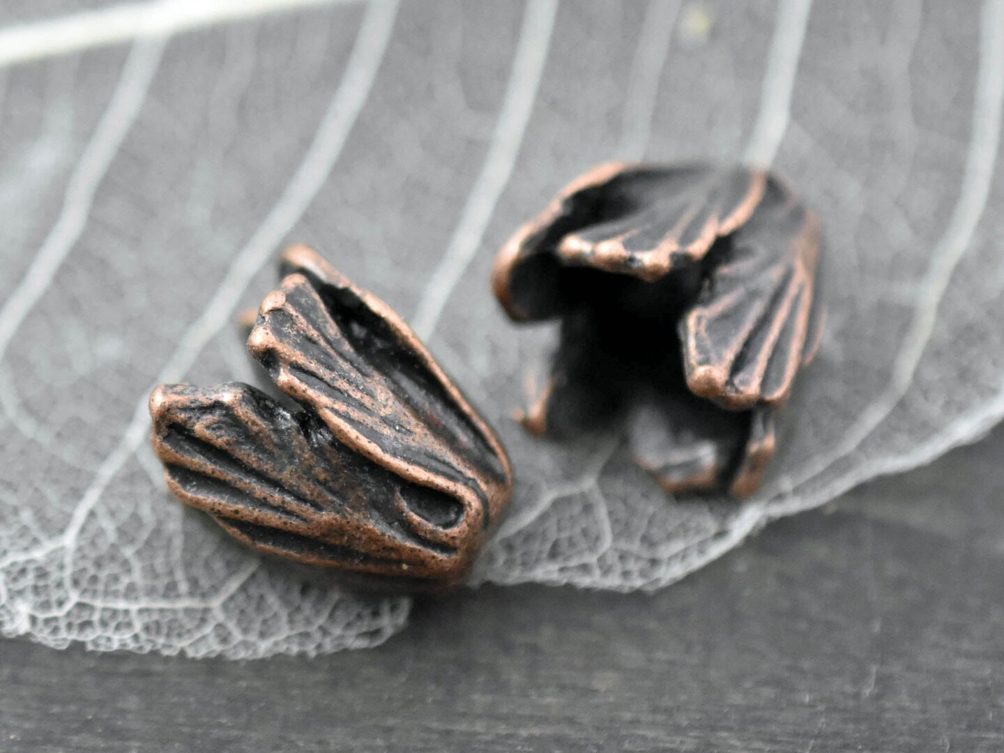 *4* 18x14mm Antique Copper Leaf Bead Caps | Michaels