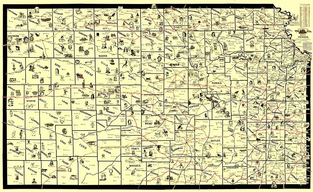 Kansas Railroad Routes - McEwen 1897 Poster Print by McEwen McEwen ...