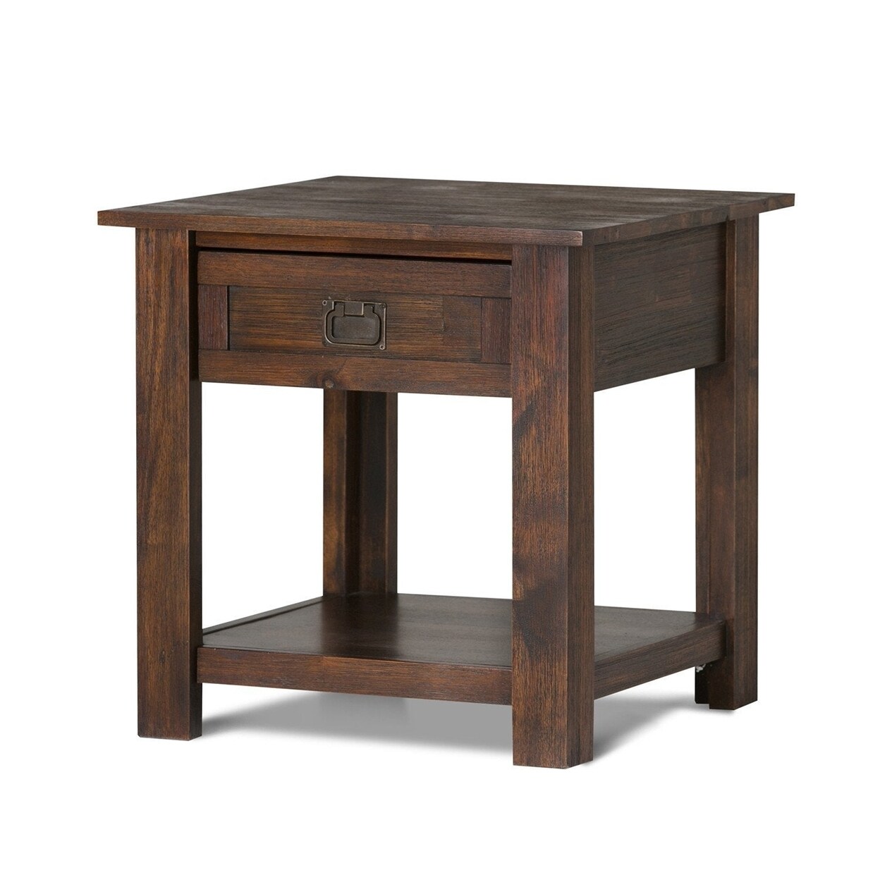 Simpli Home Monroe Solid Acacia Wood 22"Square Rustic End Table With ...