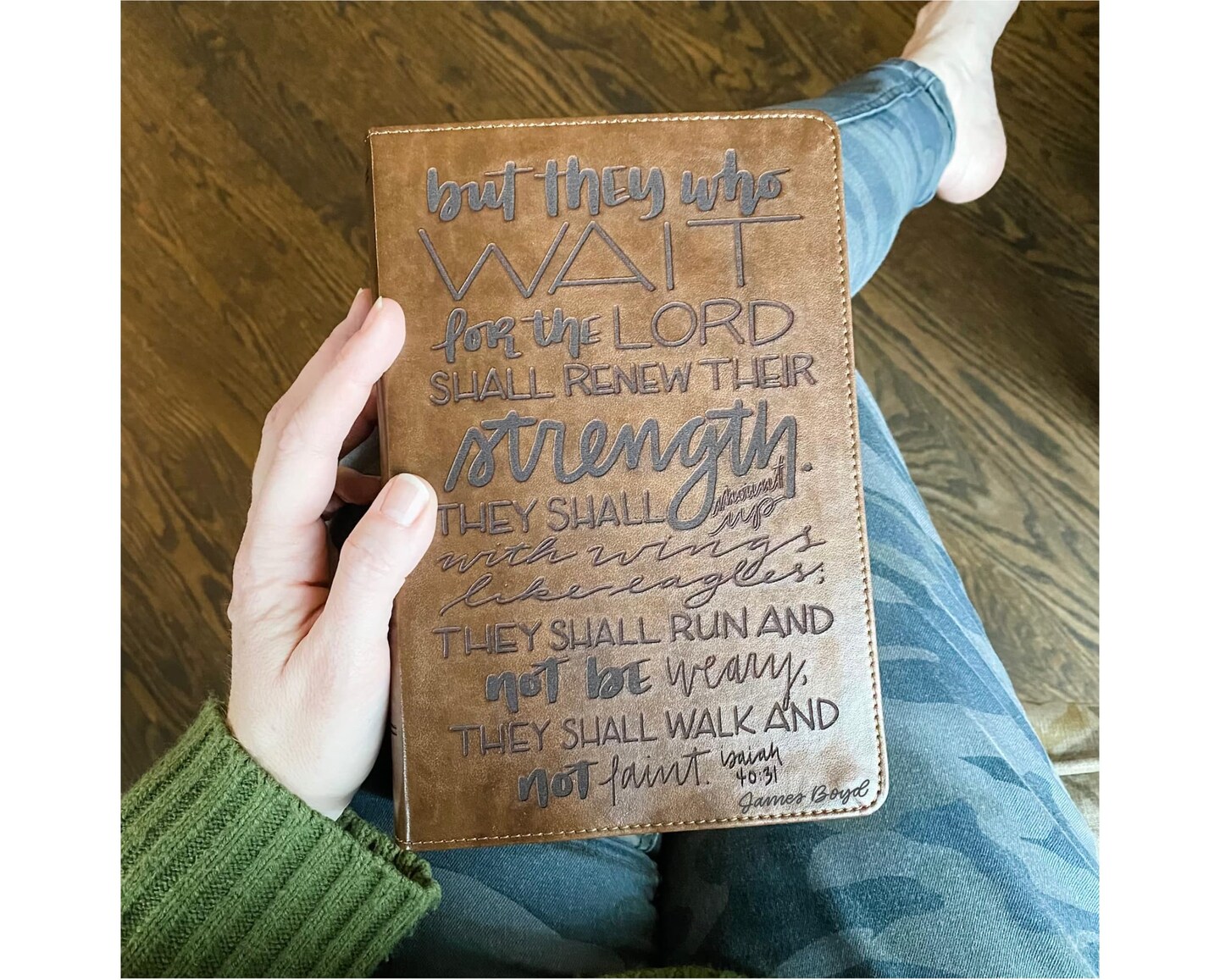 PERSONALIZED ESV Study Bible - Brown with Hand Lettered "Isaiah 40:31 ...