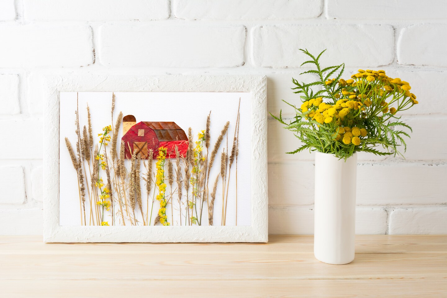 Autumn Barn - Art Print Made from Nature - Wall Decor, red country barn ...