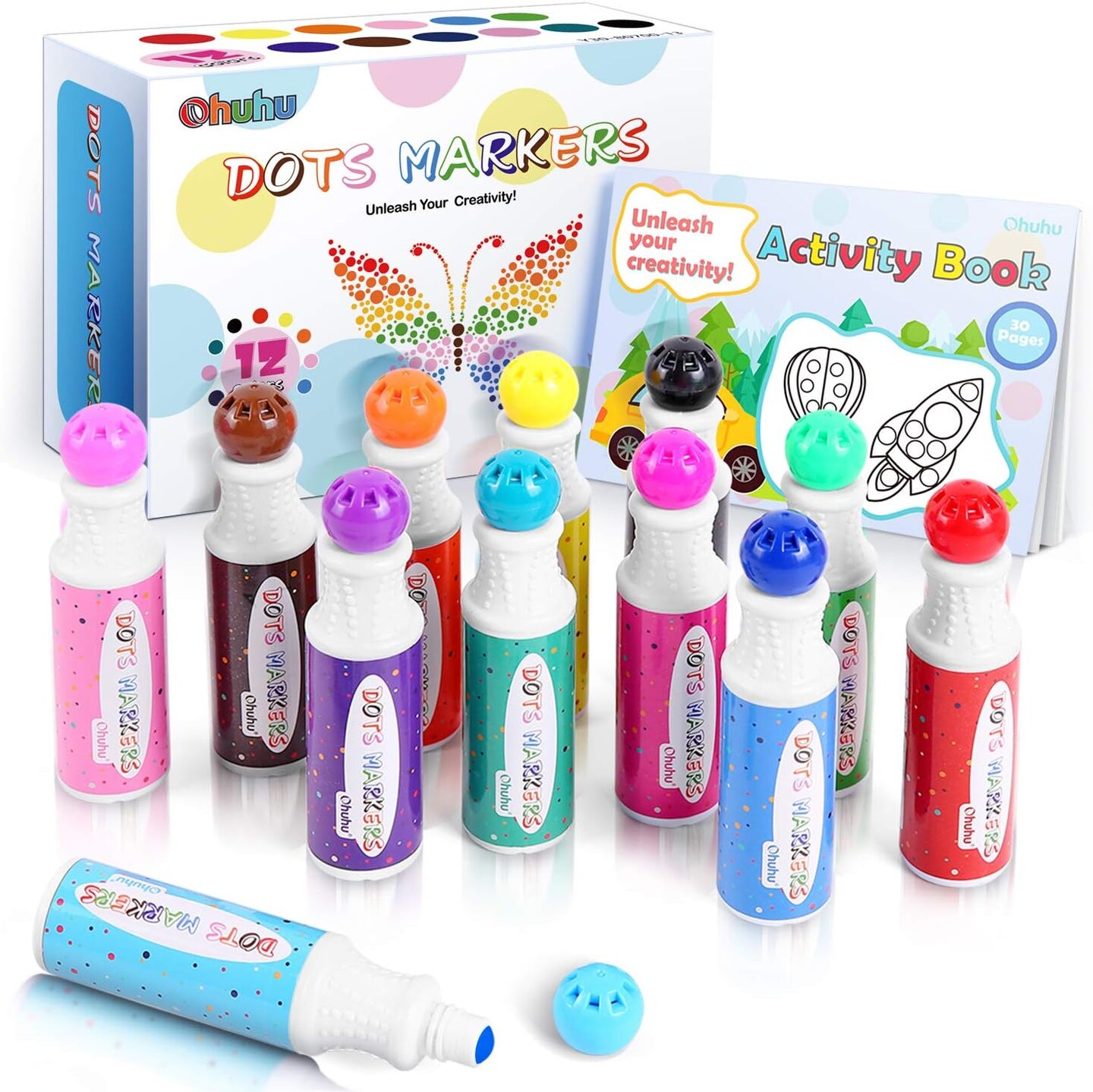 Ohuhu Washable Dot Markers For Toddler 12 Colors Bingo Daubers 40 Ml 1
