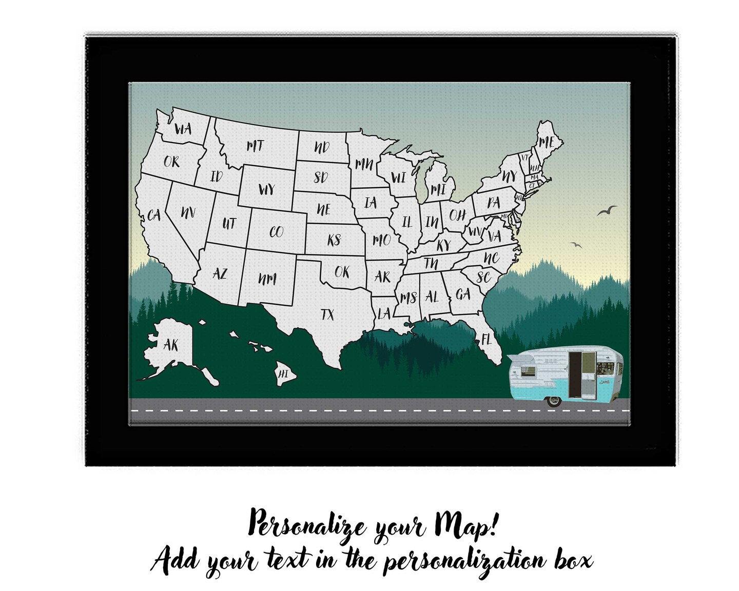 RV Travel Trailer Push Pin Map, Tracker Map, Van Life, RV Gifts ...