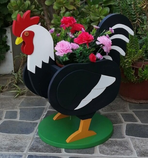 Rooster Planter - Wooden Planter Box - DIY Kit - Realistic Animal ...