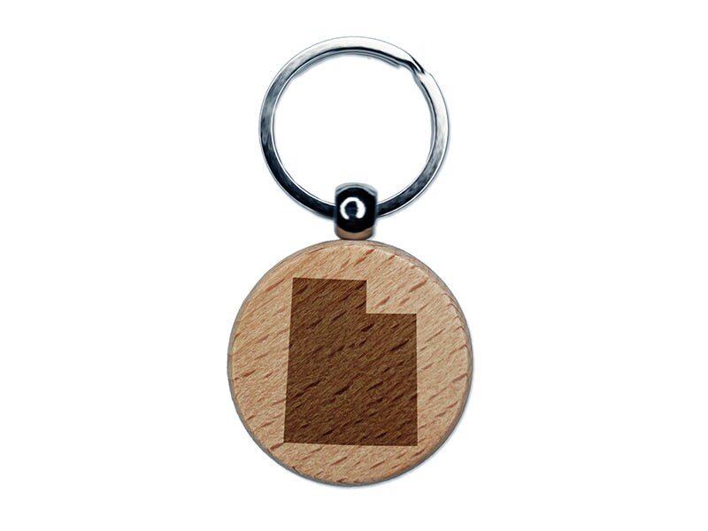 Utah State Silhouette Engraved Wood Round Keychain Tag Charm | Michaels