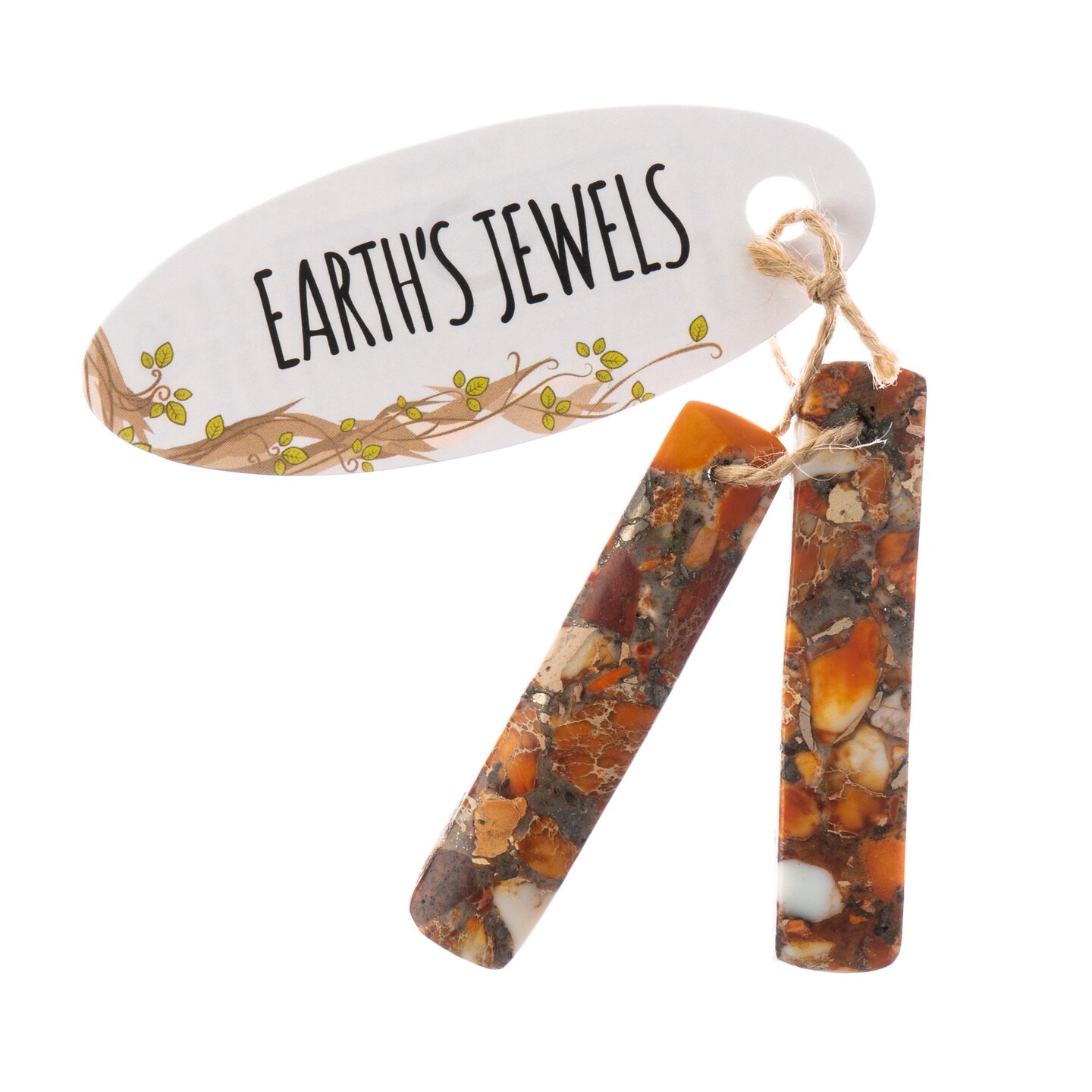 Earth's Jewels Semi-Precious 10x46mm Synthetic Imperial Jasper Orange ...