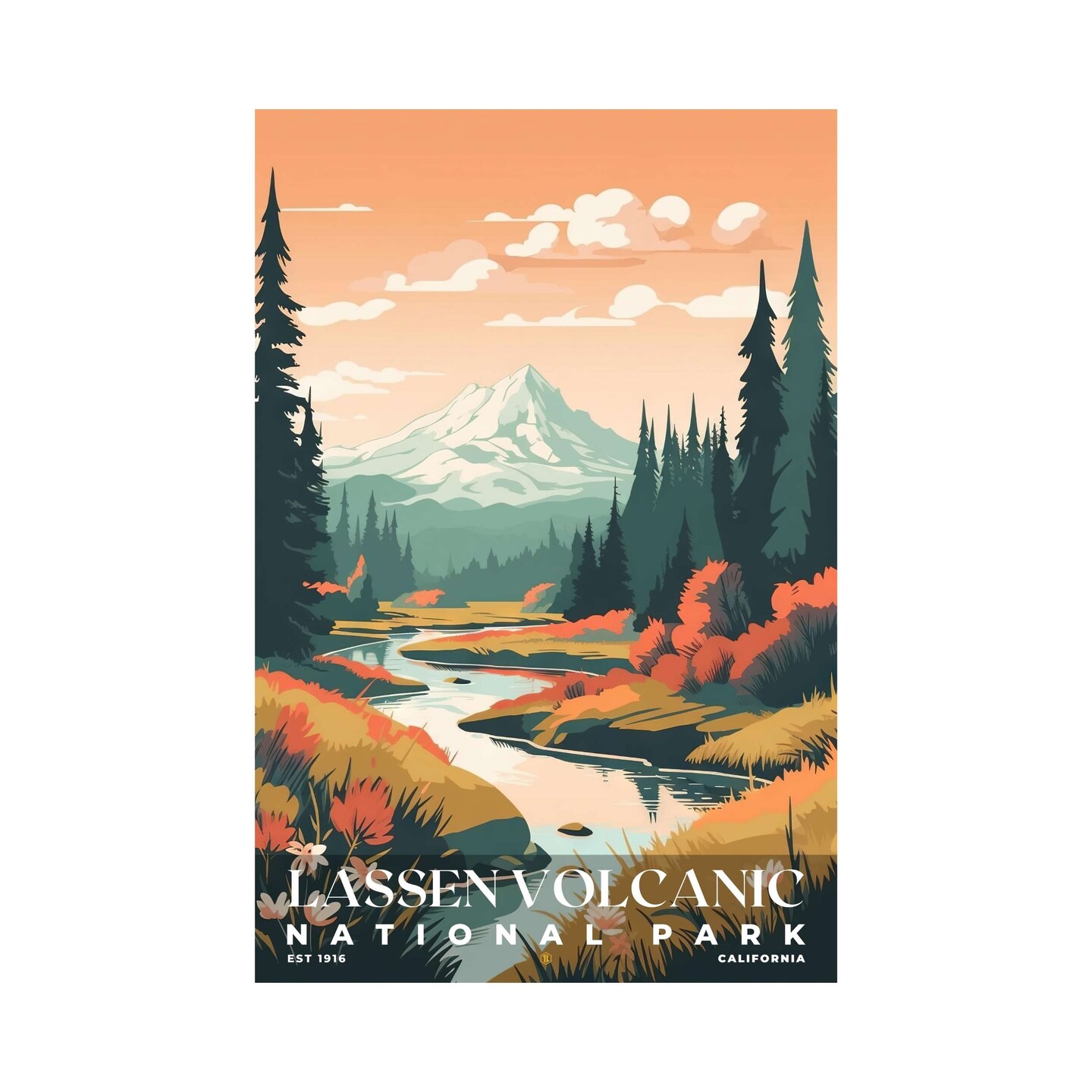 Lassen Volcanic National Park Poster, Travel Art, Office Poster, Home ...
