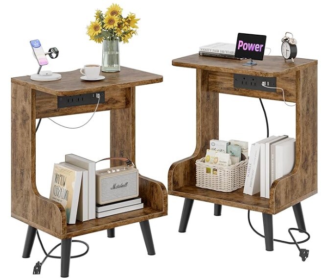Personalized end tables with open storage, a pair of nightstands with ...