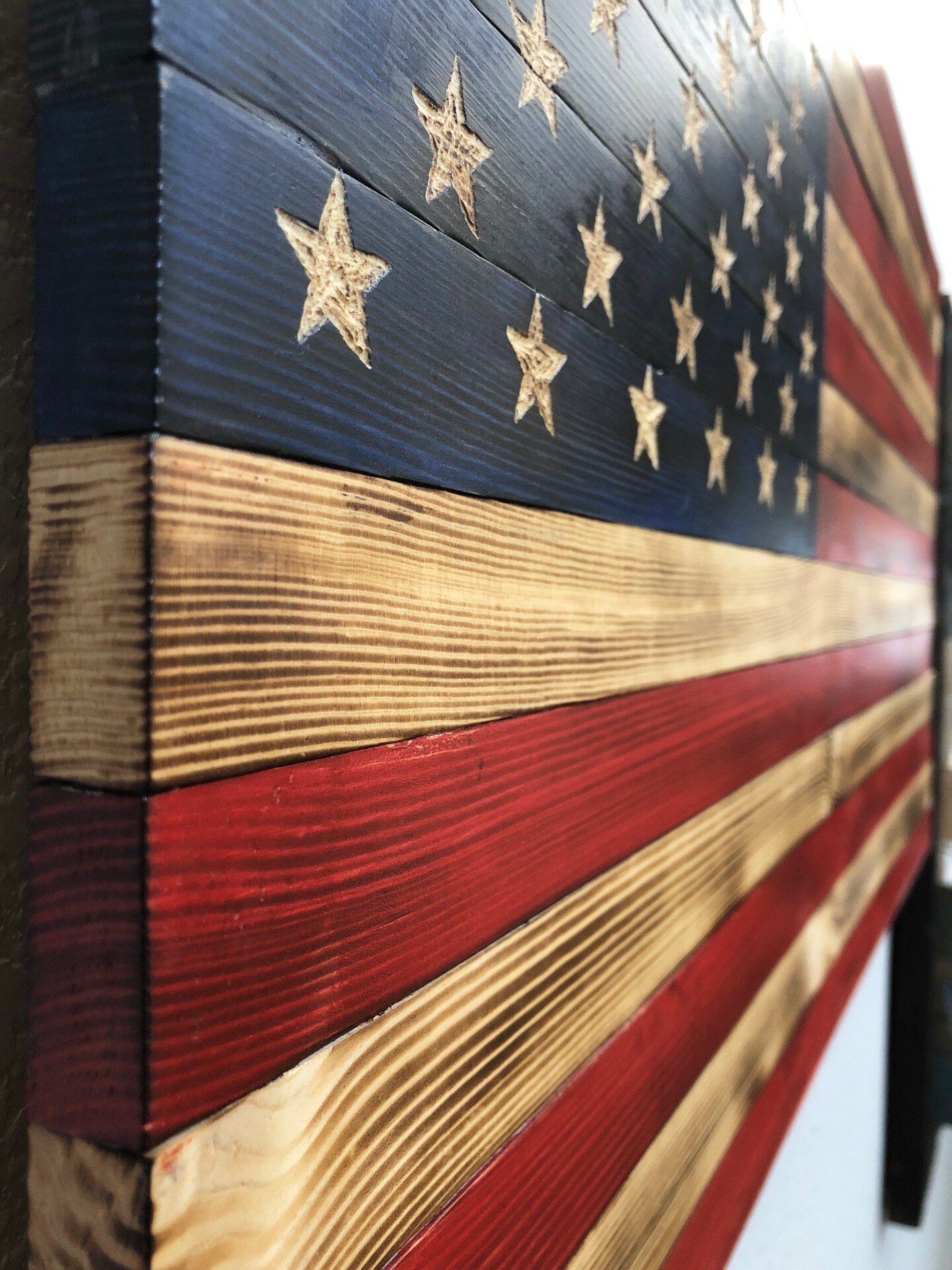 Bad Beard Woodworks Handcarved Wood American Flag Wall Art Décor ...