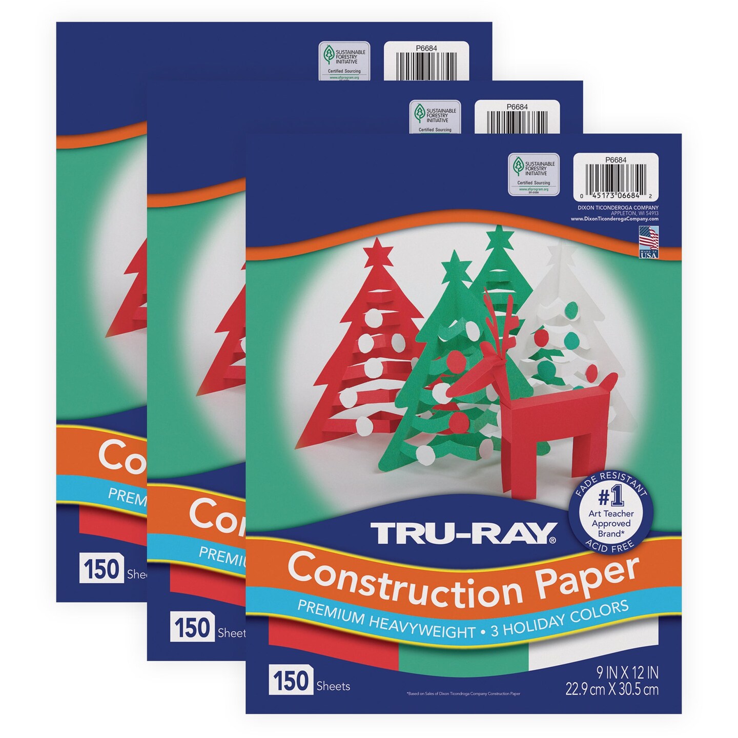 Construction Paper, Holiday Assortment, 9" x 12", 150 Sheets Per Pack ...