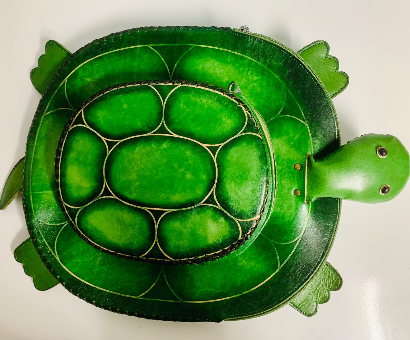New Handmade Giant Green Leather Turtle Bag ( No Straps) | MakerPlace ...