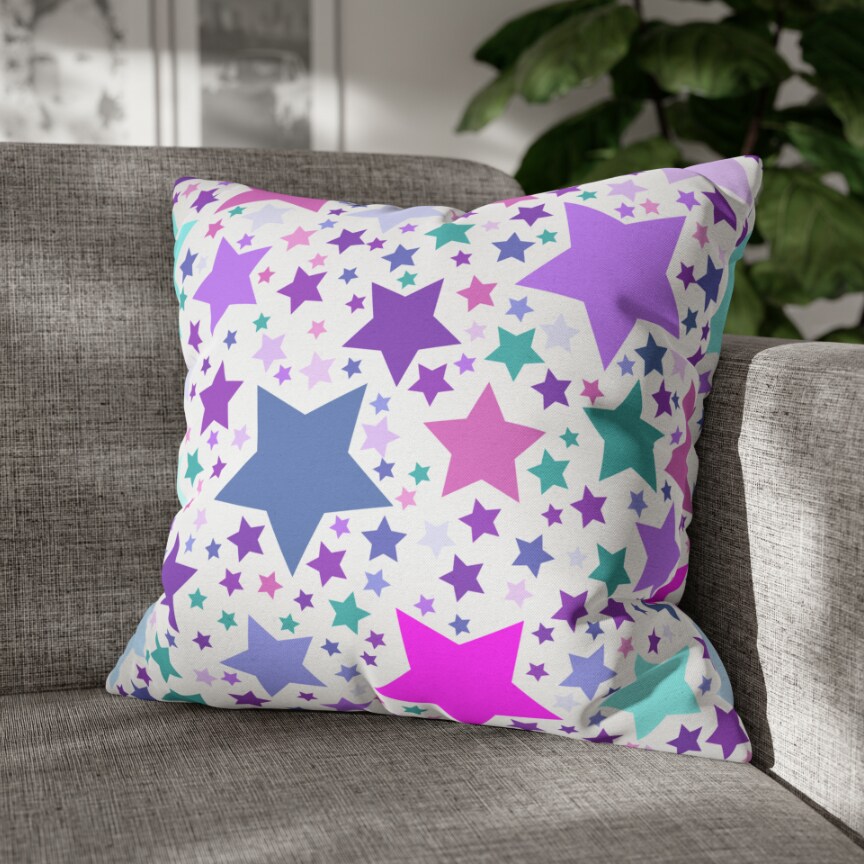 Star Sprinkle Pattern Fairy Tale Snow Castle Colors Square Pillow CASE ...