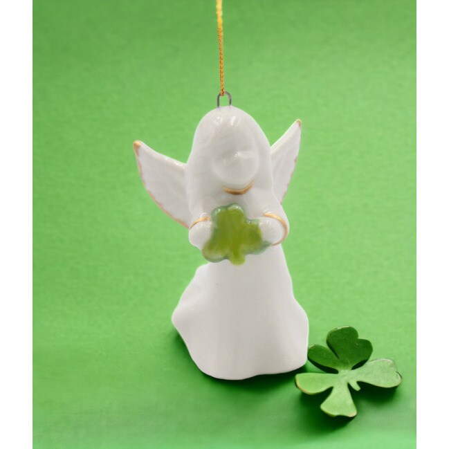 Ceramic Angel Holding Shamrock Ornament Christmas Décor, Gift Idea Home ...
