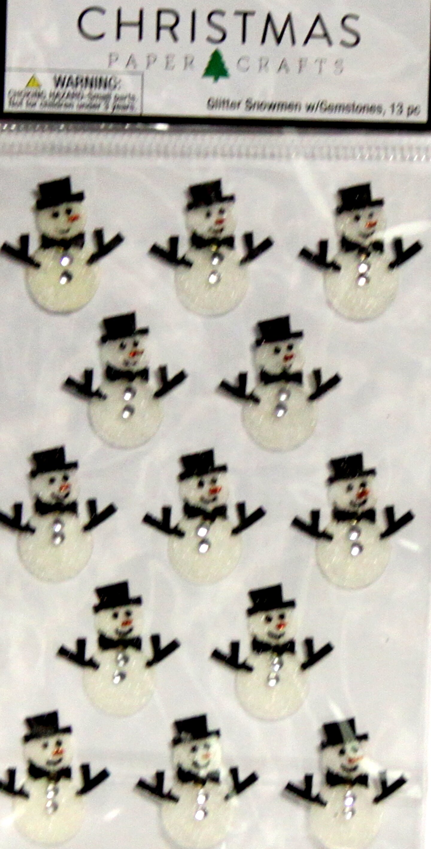 Christmas Glitter Snowmen With Gemstones Dimensional Stickers | Michaels