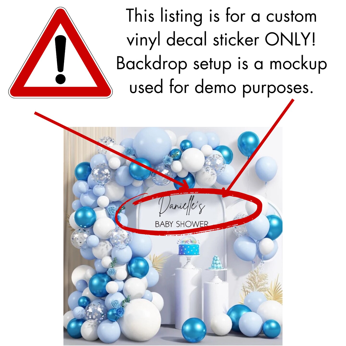 Custom Name Baby Shower Backdrop Vinyl Decal Sticker | MakerPlace by ...