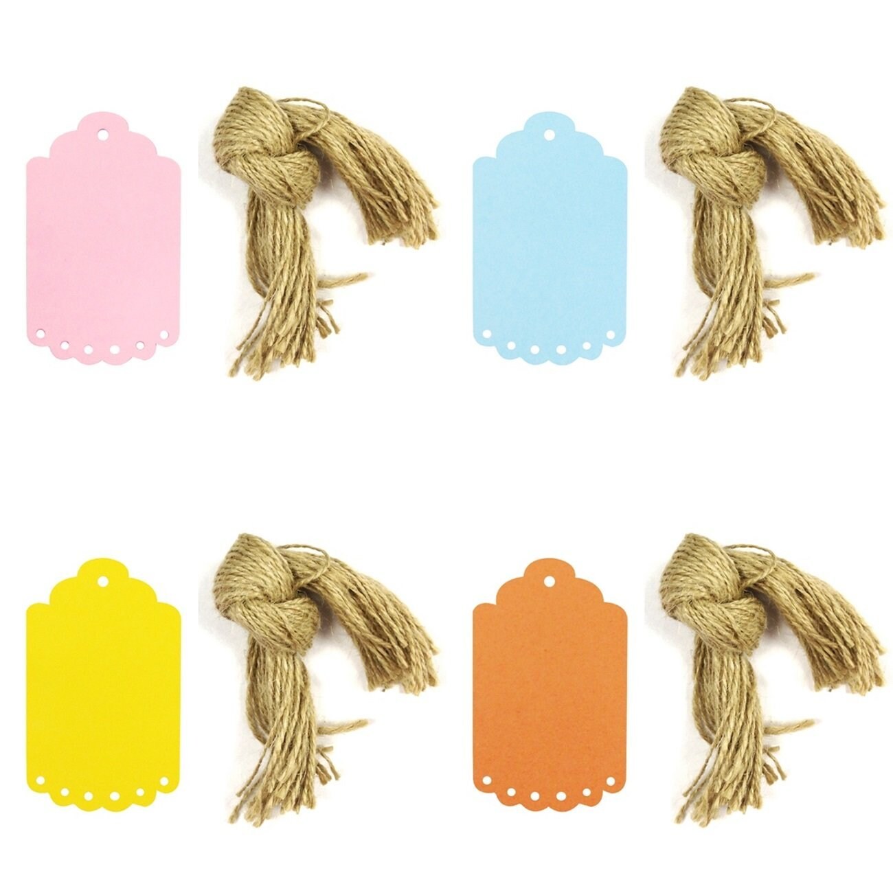 Wrapables 40 Gift Tags with Free Cut Strings, Small Scalloped Edge (Set ...