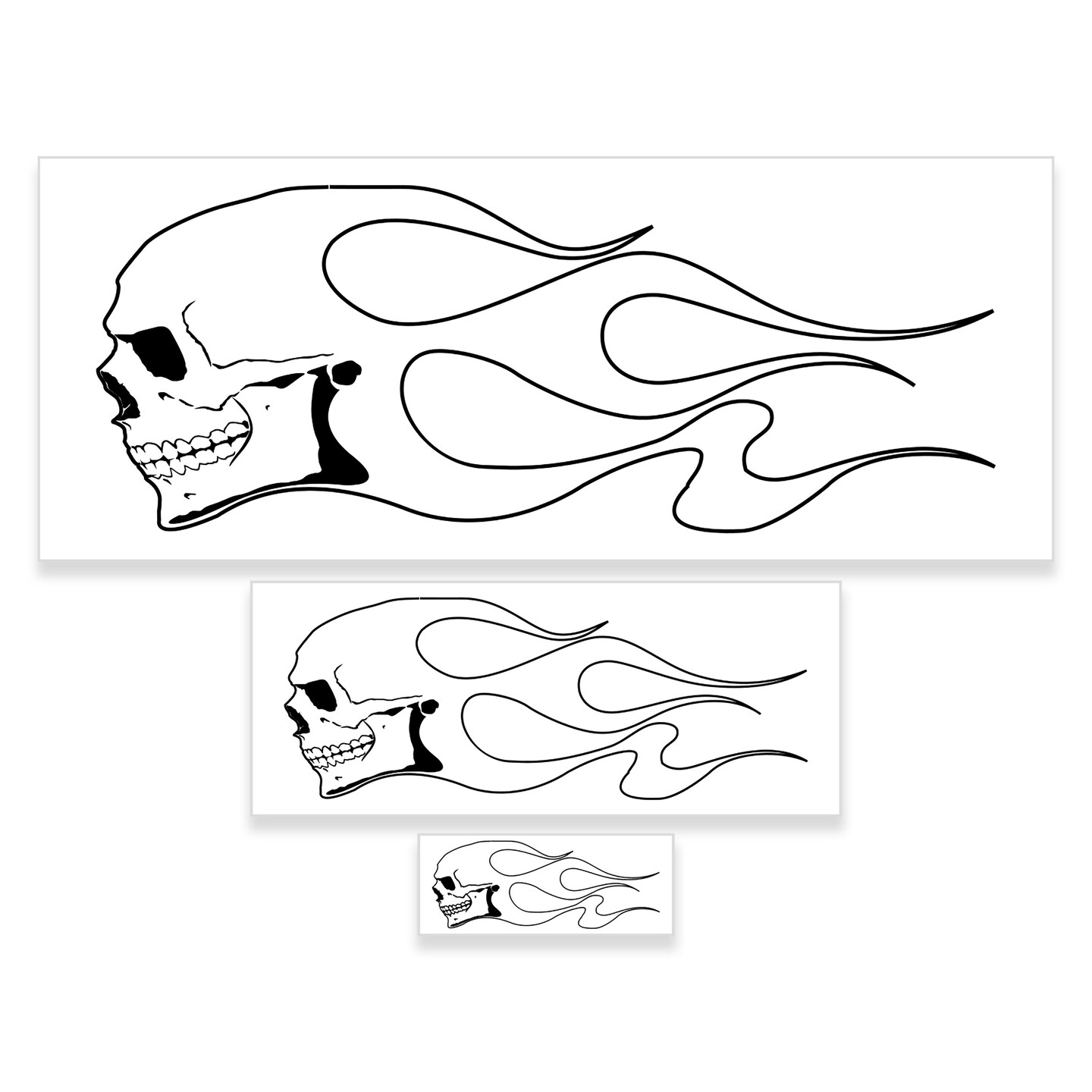 Custom Shop Airbrush Skull Fire Flame Stencil Set (Skull Design #1 in 3 ...