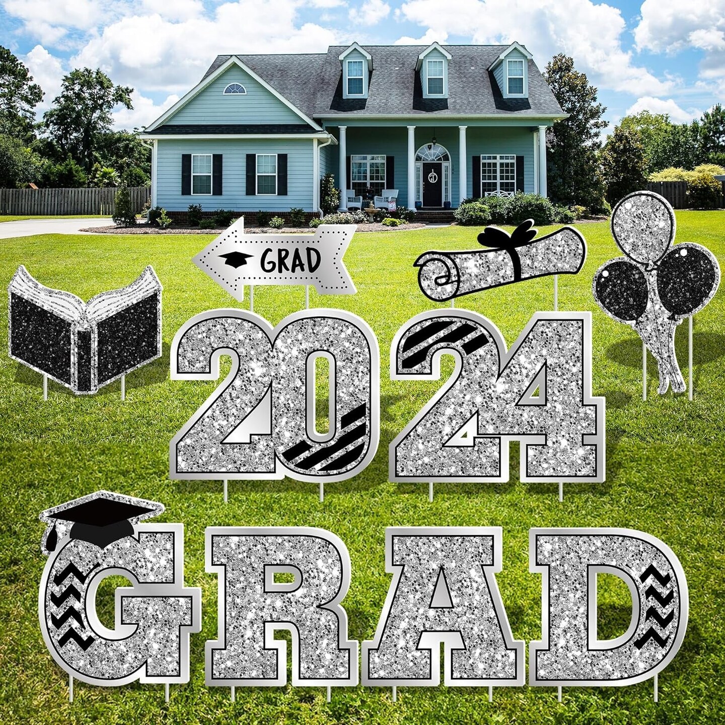 10 PCS 2024 Graduation Decorations, Large Congrats Grad 2024 Yard Signs ...