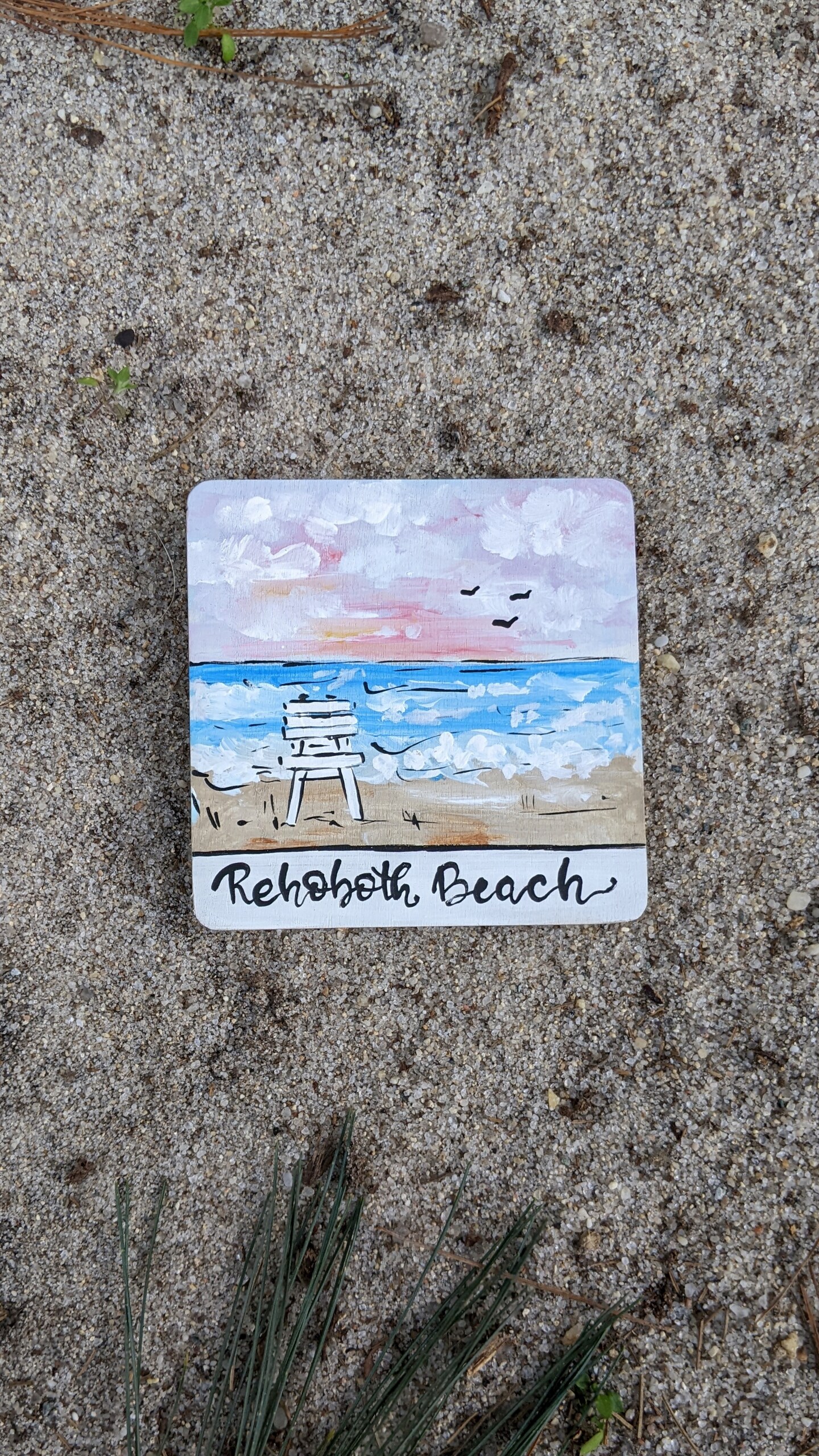Rehoboth Beach Travel Magnet - Hand Painted Wooden Magnet with Ocean ...