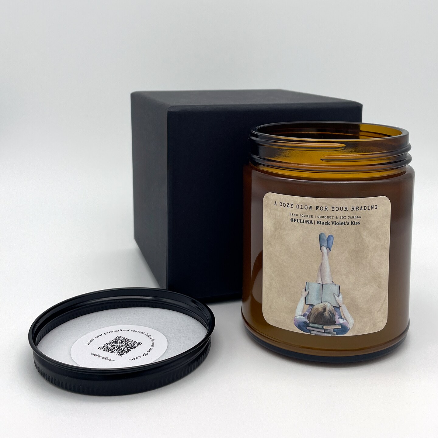 Bookworm Candle With Custom QR Code, Book Inspired Handmade Candle ...