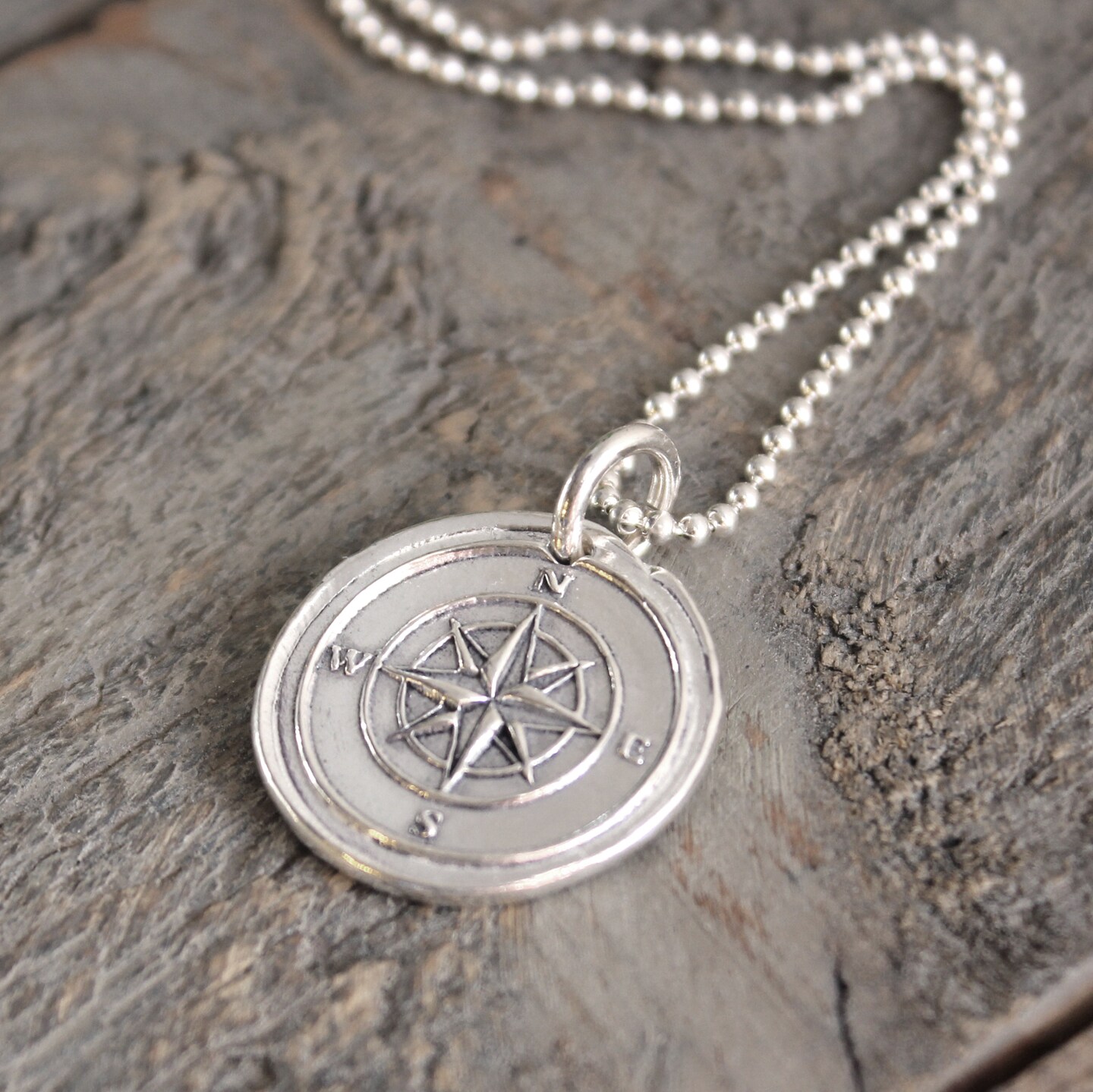 Compass Rose Wax Seal Inspired Necklace | fine and sterling silver ...