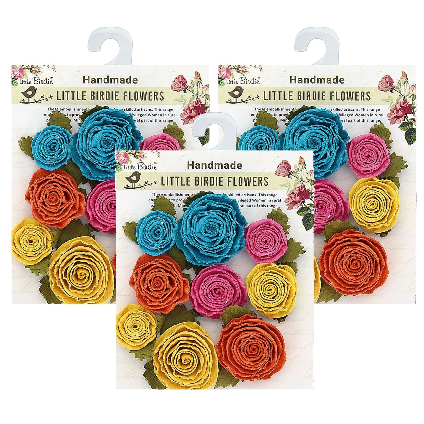 Pack of 3 - Little Birdie Layla Paper Flowers 9/Pkg-Tropical Starburst ...
