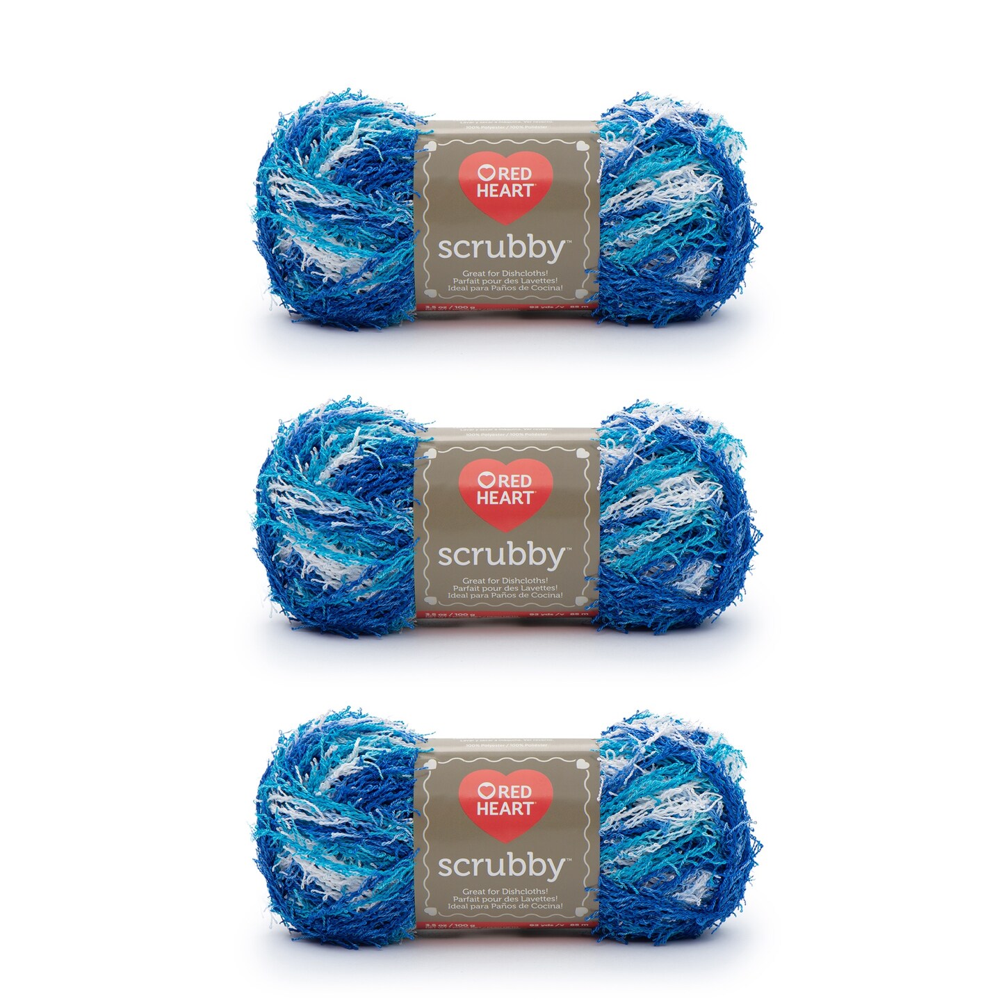 Red Heart Scrubby Waves Yarn - 3 Pack of 85g/3oz - Polyester - 4 Medium ...