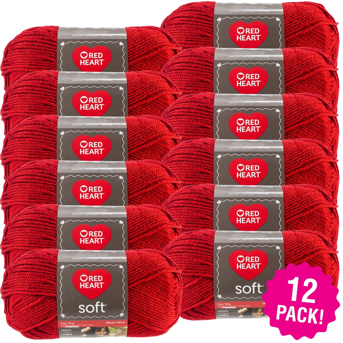 Multipack of 12 - Red Heart Soft Yarn-Really Red | Michaels