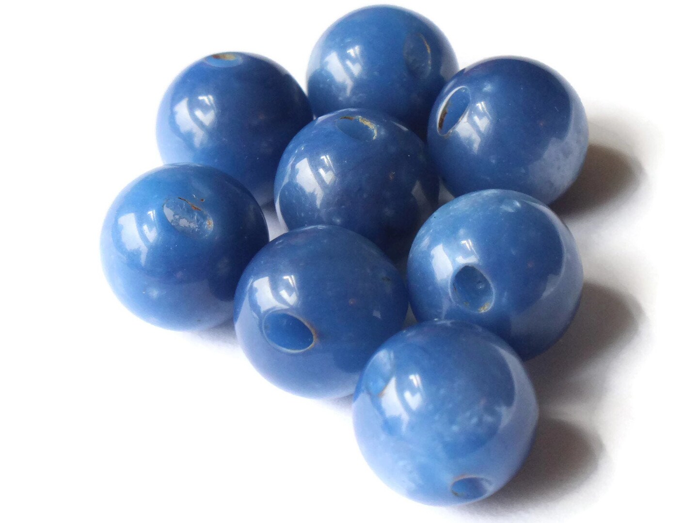 8 12mm 1/2 Inch Royal Blue Ball Buttons Vintage Moonglow Lucite Round ...