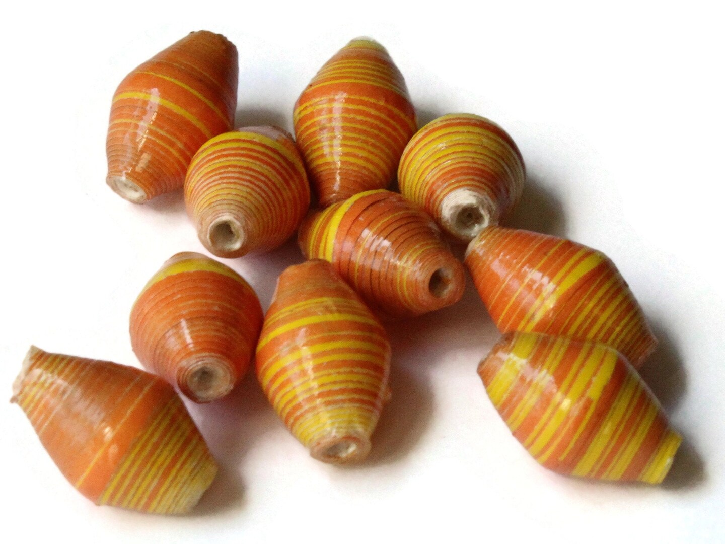 10 14mm Orange and Yellow Striped Ugandan Paper Beads | Michaels