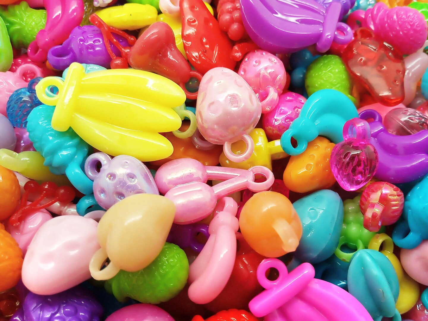 25 Acrylic Fruit Charms, Mixed Colorful Plastic Food Charms ...