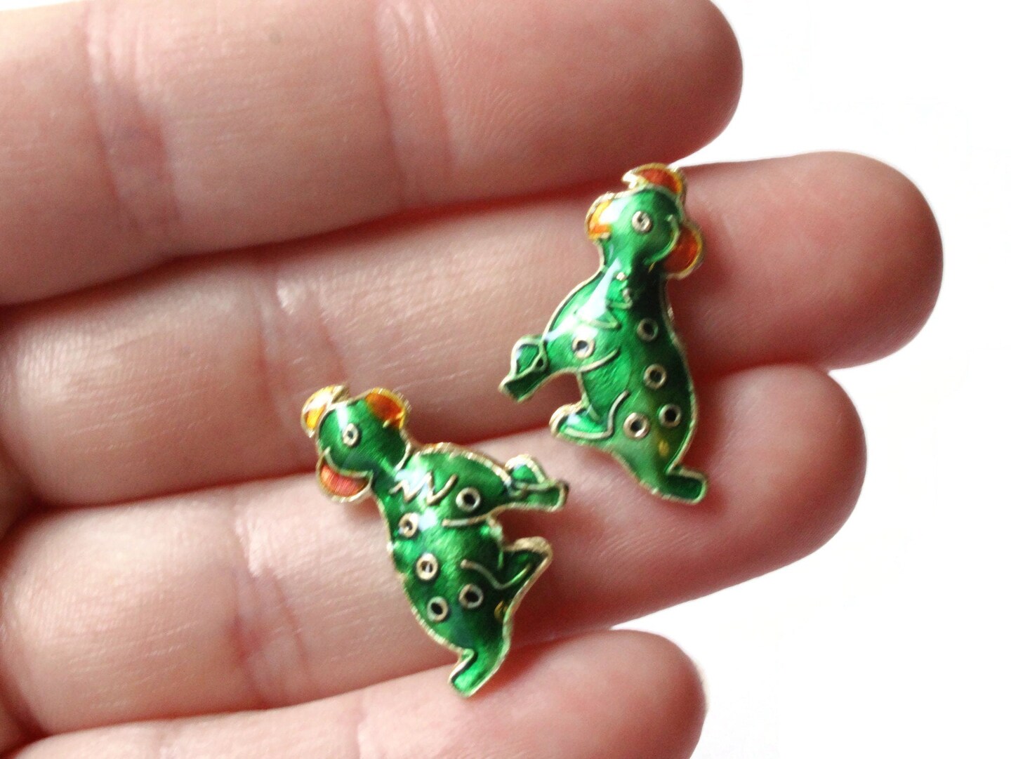 2 19mm Dark Green Cloisonne Dalmatian Dog Beads Animal Beads Pet Beads ...