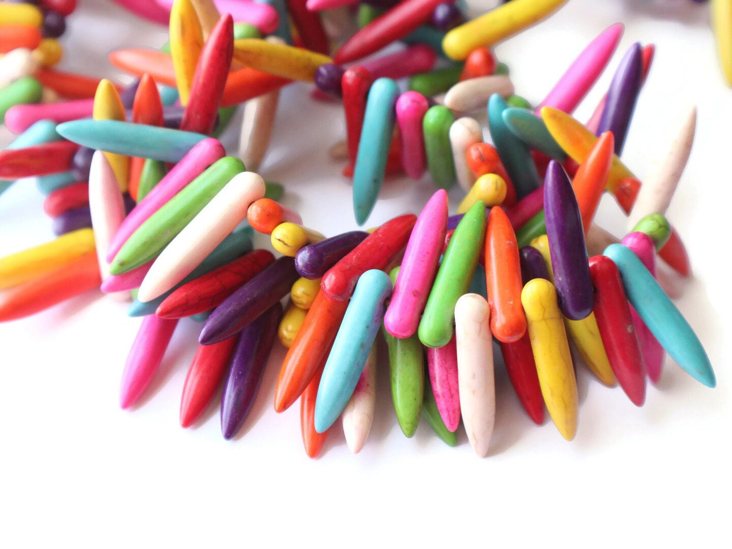 78 25mm Mulitcolor Spike Stone Beads Dyed Howlite Beads Synthetic ...