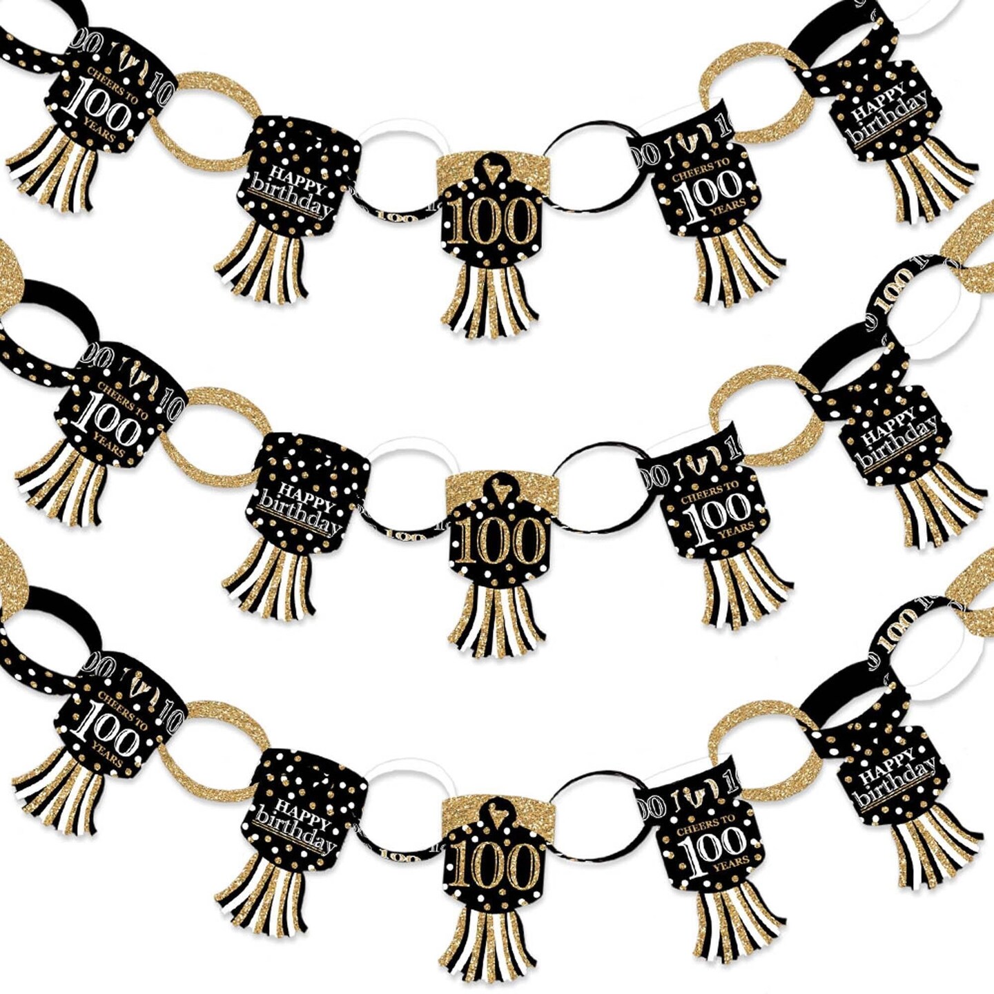 Big Dot of Happiness Adult 100th Birthday - Gold - 90 Chain Links and ...