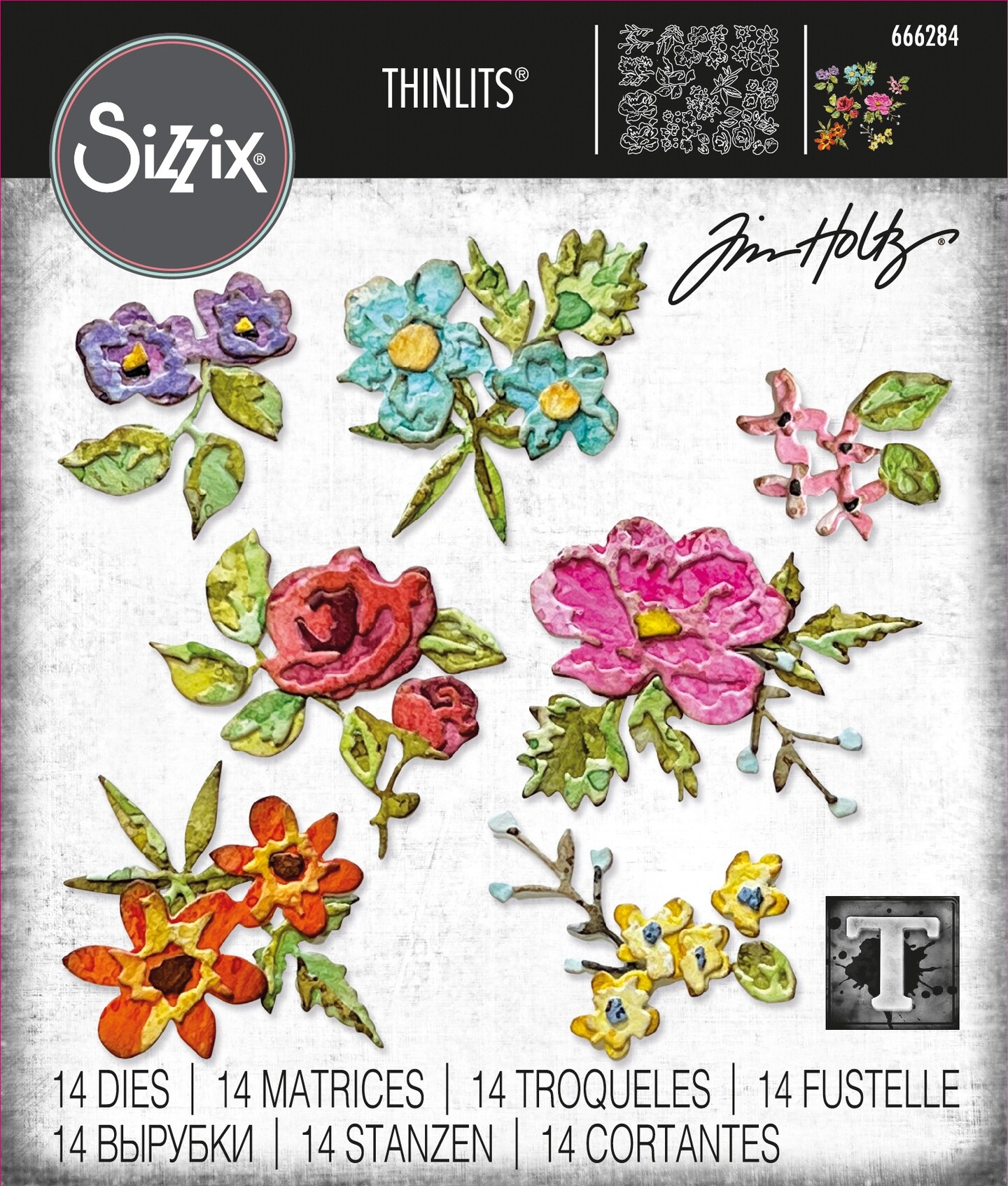 Sizzix Thinlits Dies By Tim Holtz 14/Pkg-Brushstroke Flowers Mini | Michaels