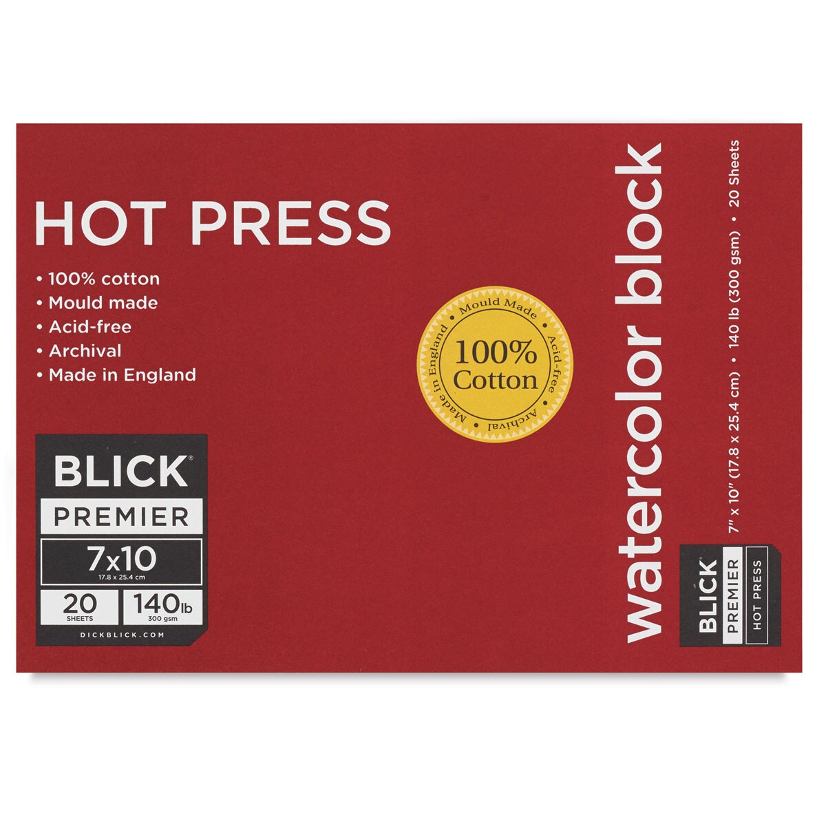 Blick Premier Watercolor Block - 7" x 10", Hot Press, 140 lb, 20 Sheets ...