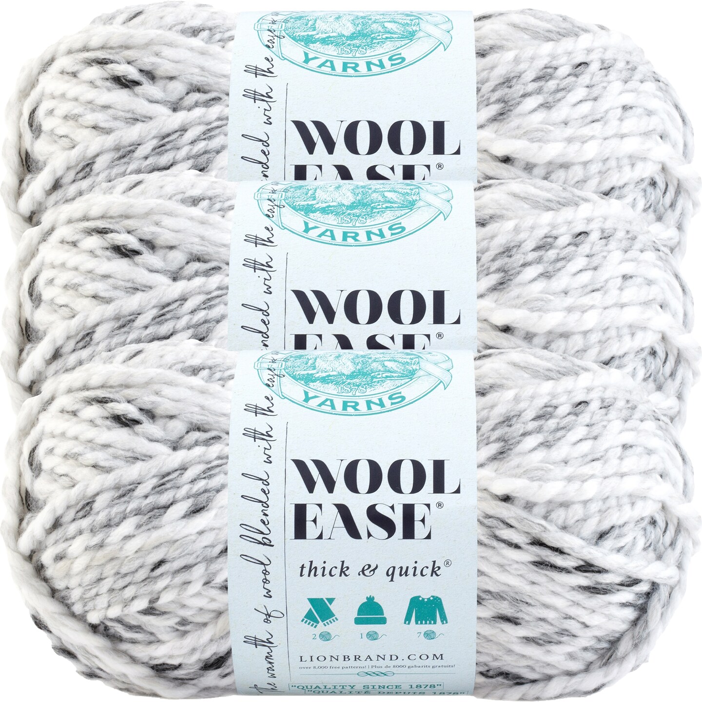 (3 Pack) Lion Brand Wool-Ease Thick & Quick Yarn - Marble Stripes ...
