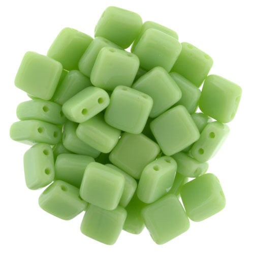 Czechmate 6mm Square Glass Czech Two Hole Tile Bead, Honeydew | Michaels