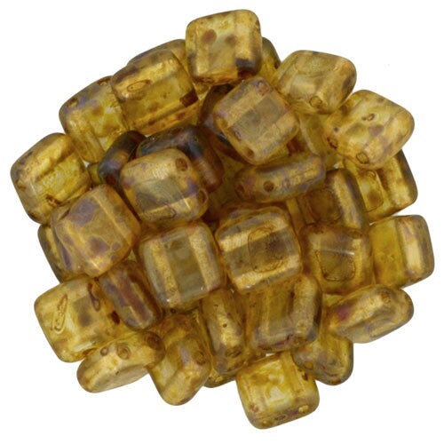 Czechmate 6mm Square Glass Czech Two Hole Tile Bead, Matte Crystal ...