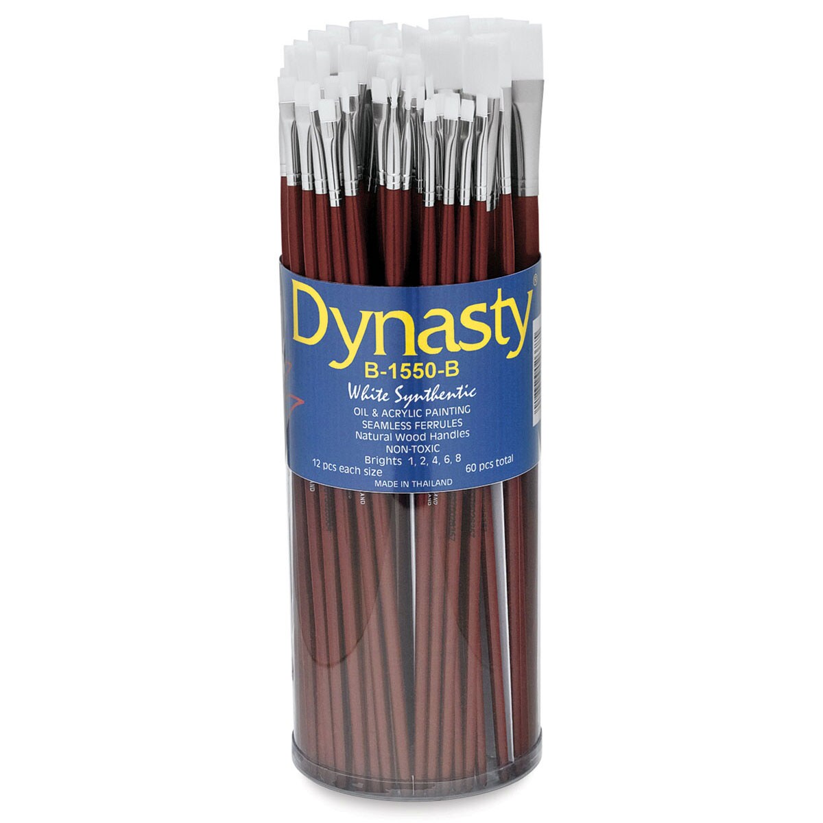 Dynasty Synthetic White Bristle Brush Canister - Bright, Long Handle ...