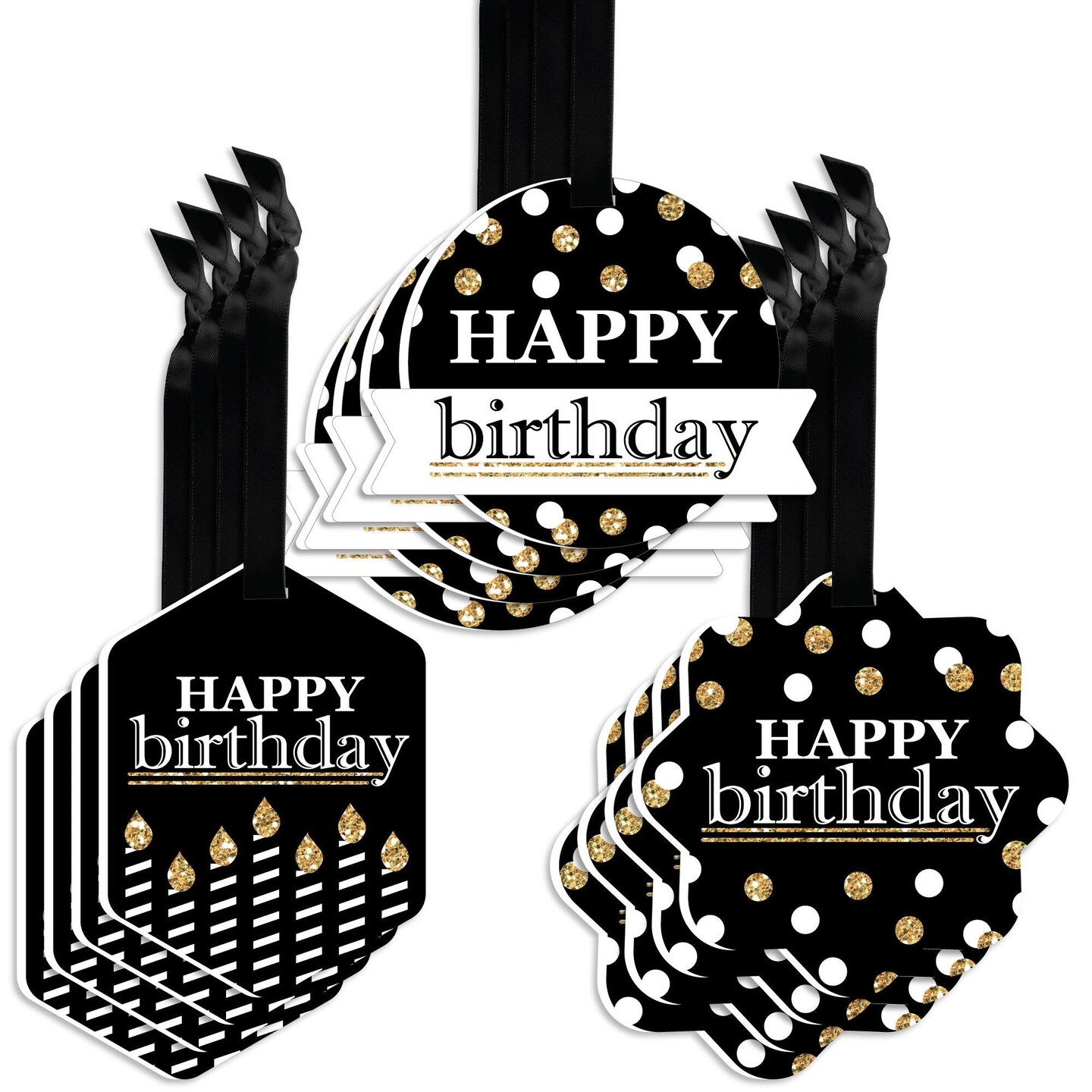 Big Dot of Happiness Adult Happy Birthday - Gold - Assorted Hanging ...
