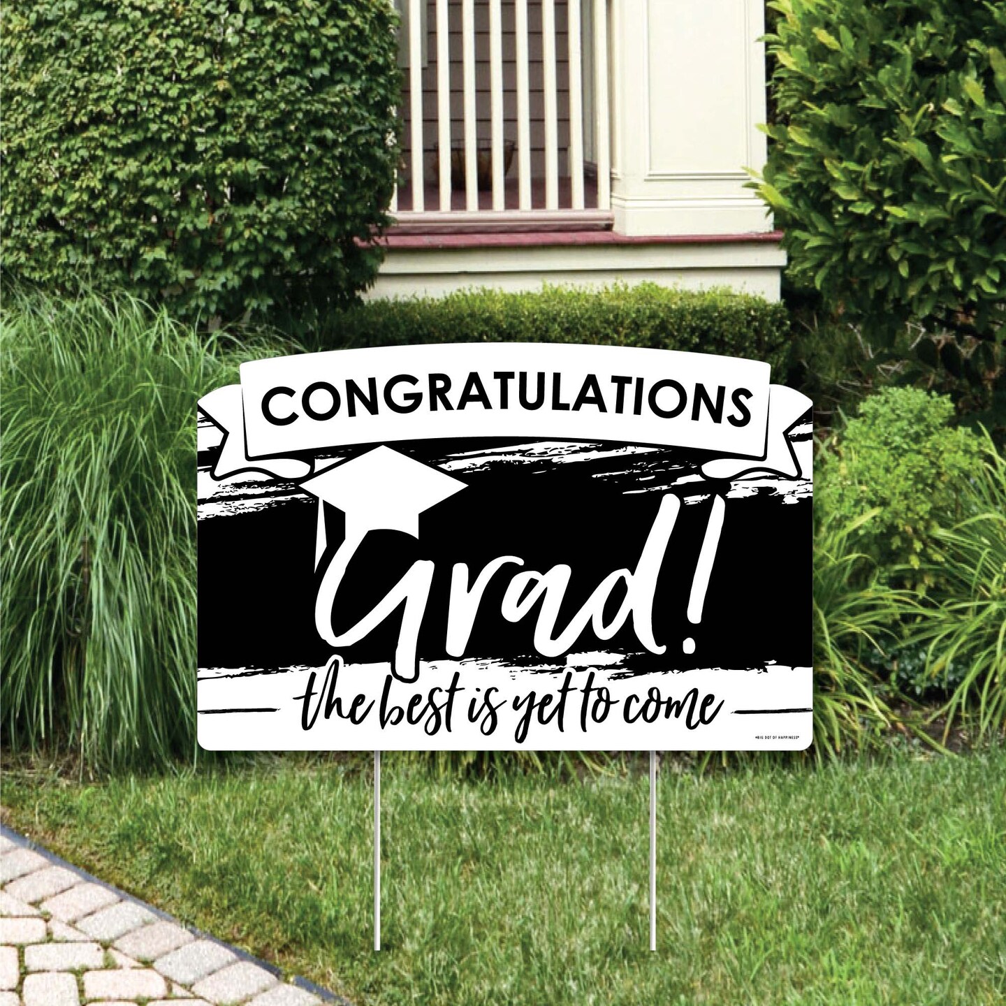 Big Dot of Happiness Black and White Graduation Party Yard Sign Lawn ...