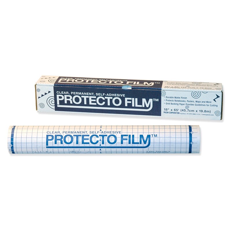 Protecto Film™, Clear, Non-Glare Plastic, Dispenser Box Included, 18" x ...