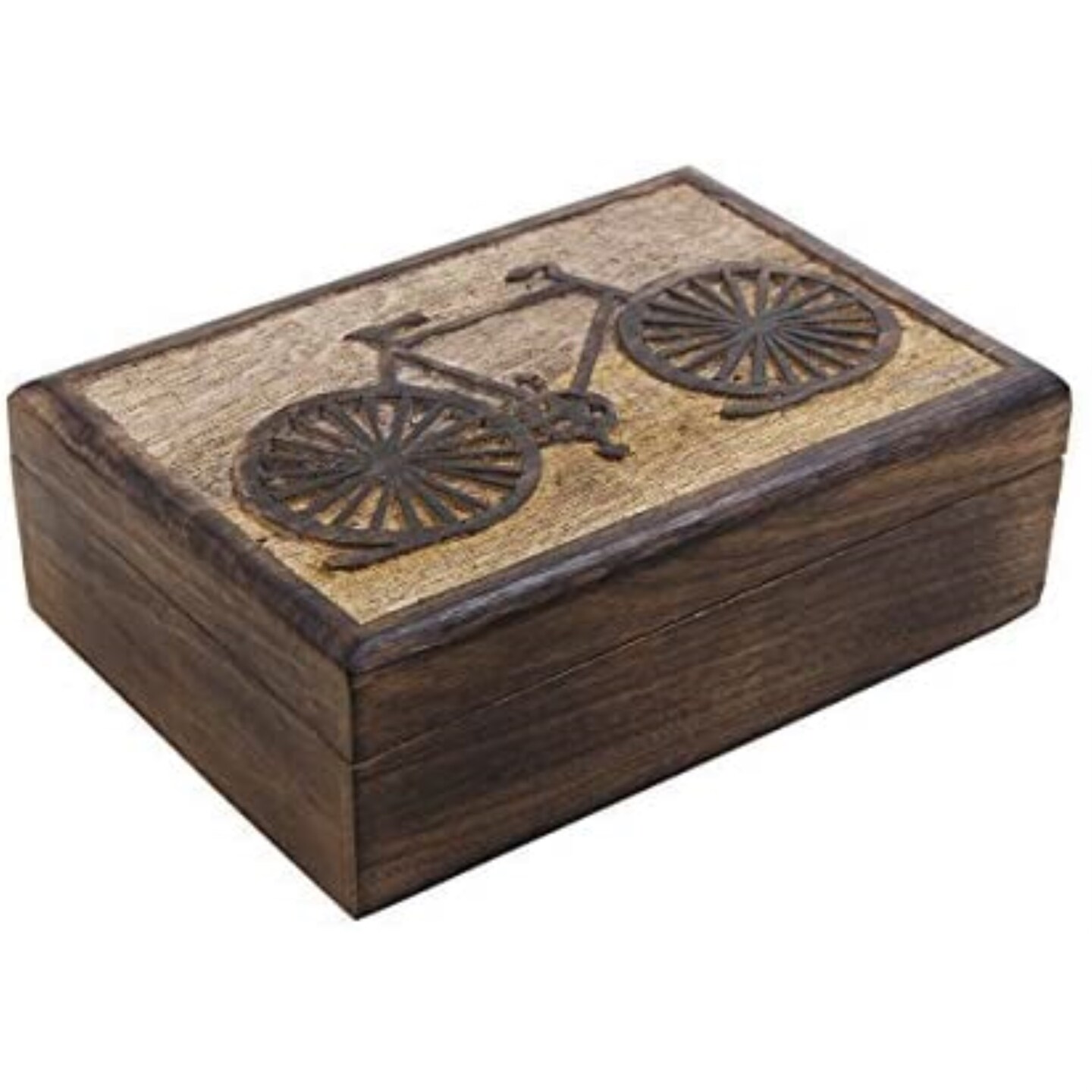 Mango Wood Jewelry Storage Boxes Organizers Hand Carved with Cycle ...