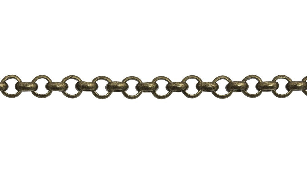 JewelrySupply 3.5mm Antique Brass Plated Rolo Chain (Priced per Foot ...