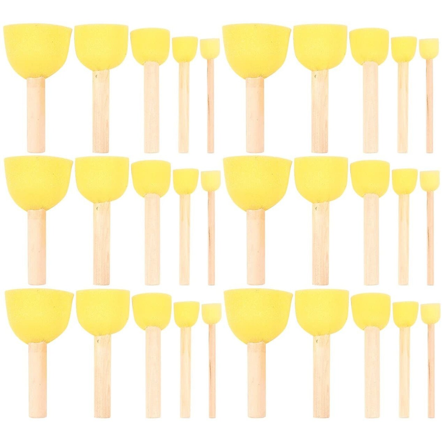 30 Pack Foam Paint Brush Set - 5 Different Sizes Sponge Paint Brush with Wooden Handles Perfect ...