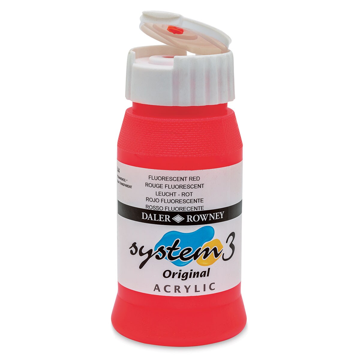Daler-Rowney System3 Acrylic - Fluorescent Red, 500 ml bottle | Michaels