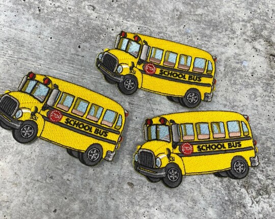 Patch Party Club “Yellow School Bus” Iron-On Embroidered Patch, Size 4 ...